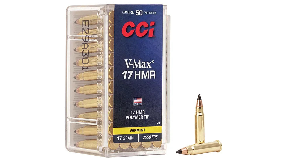 CCI .17HMR, V-MAX, POLYMER TIP, 17GR, 2550 FPS, BOX OF 50 – CRAFM