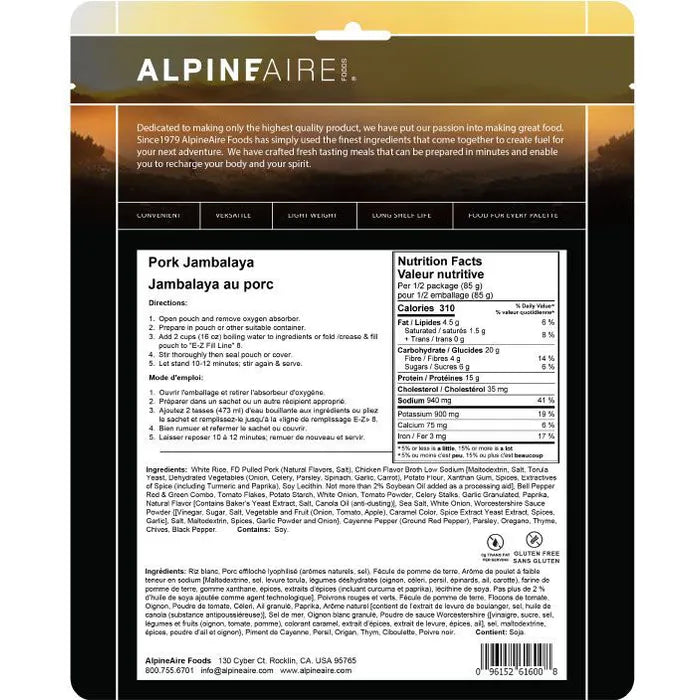 ALPINAIRE FOODS - PORK JAMBALAYA - 61600 – CRAFM