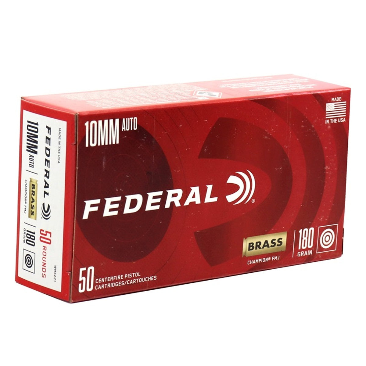 FEDERAL 10MM AUTO AMMUNITION WM5221 180 GRAIN CHAMPION FULL METAL JACK ...